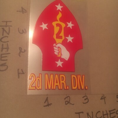 USMC US Marines Corps " 2nd Marine Div. " Window Decal (Applied outside ...