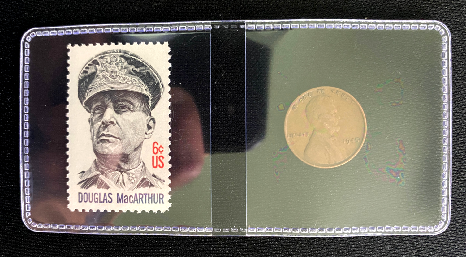 WWII Memorabilia – Gen. MacArthur 6¢ Stamp & 1944–1946 Shell Case Cents ...