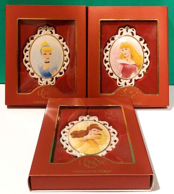 LENOX Disney PRINCESS CAMEO ORNAMENTS - Cinderella - Belle - Aurora ...
