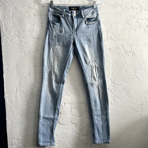 Indigo Rain distressed light wash skinny jeans womens 26 urban normcore ...