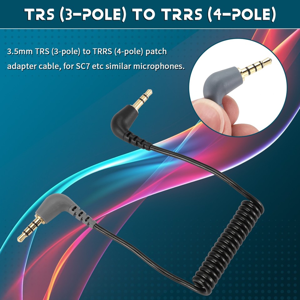 Adjustable TRS to TRRS Microphone Cable Replacement Spring Coiled ...