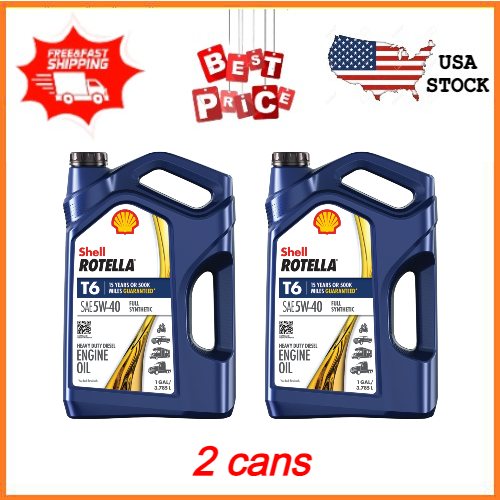 Shell Rotella T6 Full Synthetic 5W-40 Diesel Engine Oil, 1 Gallon, 2 ...