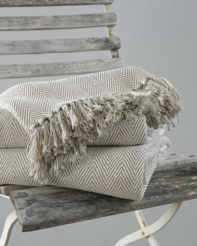 LUXURY ECO COTTON WOVEN HERRINGBONE THROWS FOR SOFAS CHAIR BED RUNNER ...