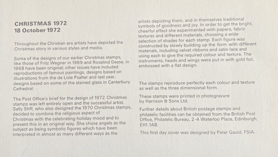 A15 GB First day cover Christmas 1972 includes insert card | eBay