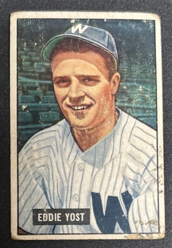1951 Bowman Eddie Yost Baseball Card #41 Senators 3B Poor Creased O/C ...