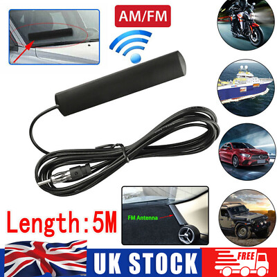Powerfull 12V Electroni Car Hidden Amplified Antenna AM/FM Radio Ariel ...