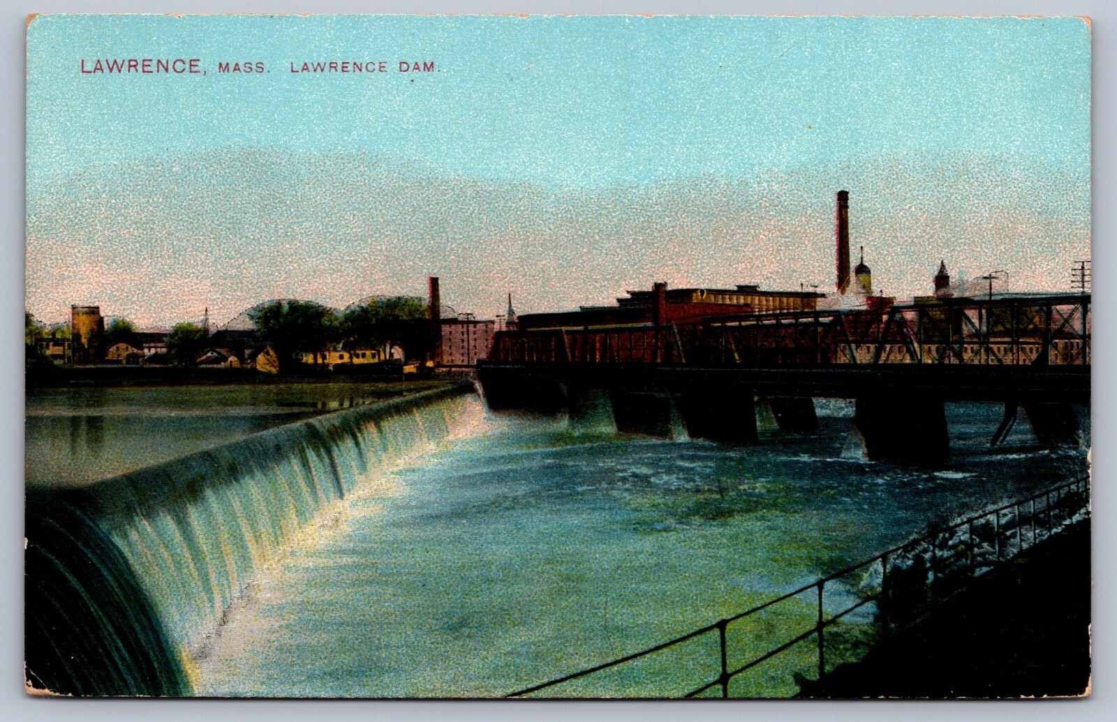 Postcard Lawrence MA Lawrence Dam | eBay