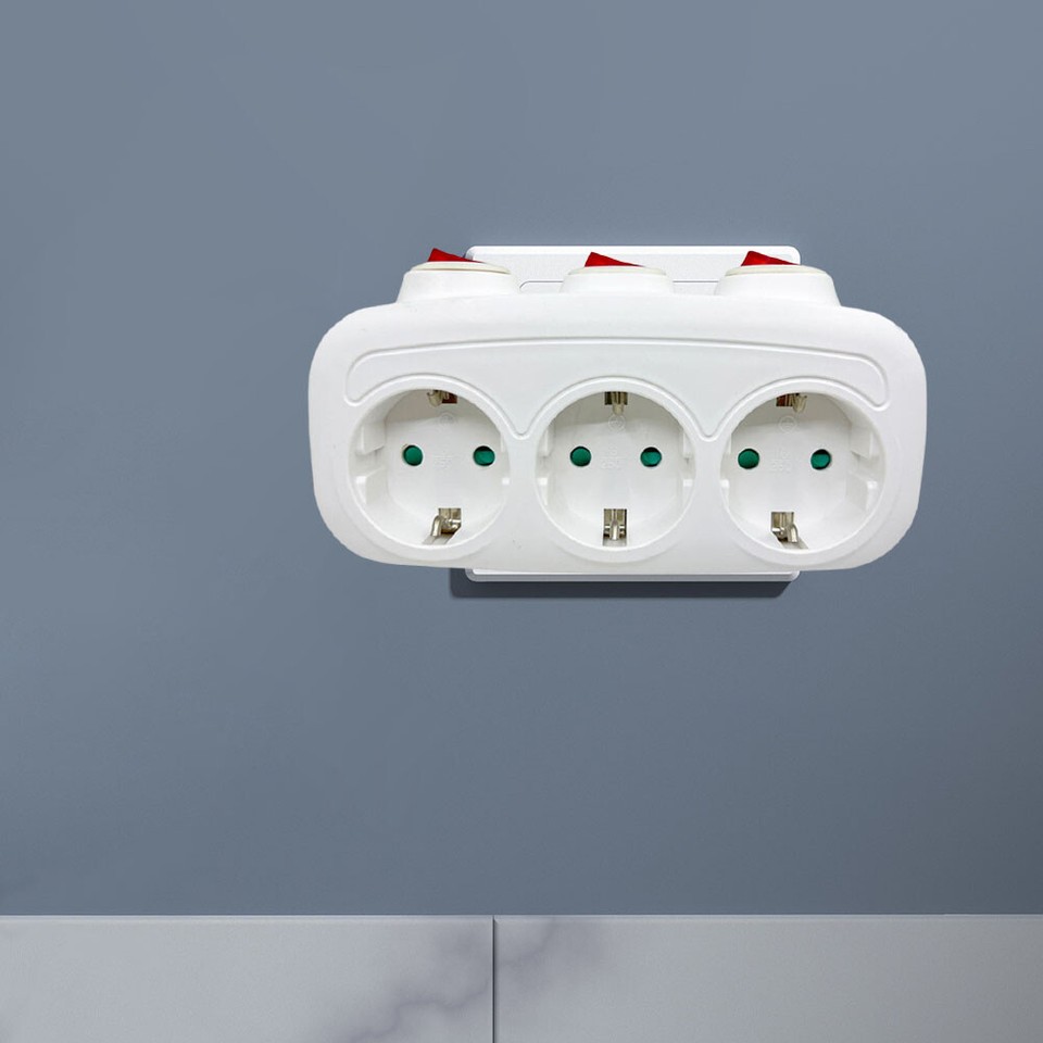Power Converter Socket with 3 Individual Switches Wall Socket for Home ...