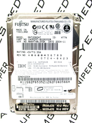 Fujitsu 60GB MHT2060AT CA06297-B226000B IDE 92P6535 Hard Drive - WIPED ...