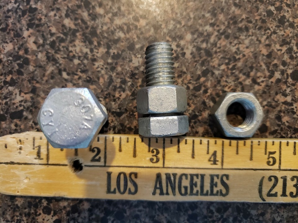 1/2" wide 1.25" long, steel Hex Bolt, Nut, & Lock washer (4 sets) CYI ...