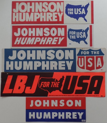 5-1964 Lyndon Johnson Presidential Campaign Bumper Stickers For USA ...