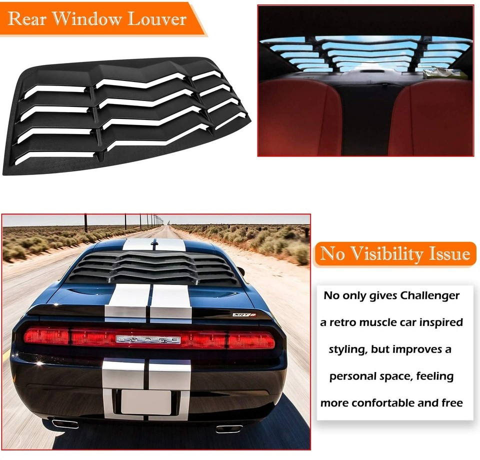 For 2008-2021 Dodge Challenger Rear Window Louvers Scoops Windshield ...