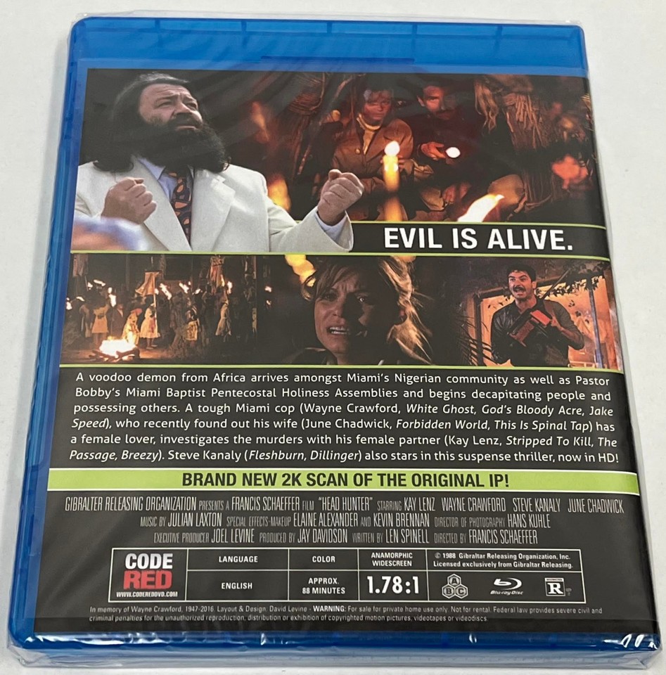 OOP Headhunter Blu-ray 1988 Horror Code Red RARE Hard To Find Brand New ...