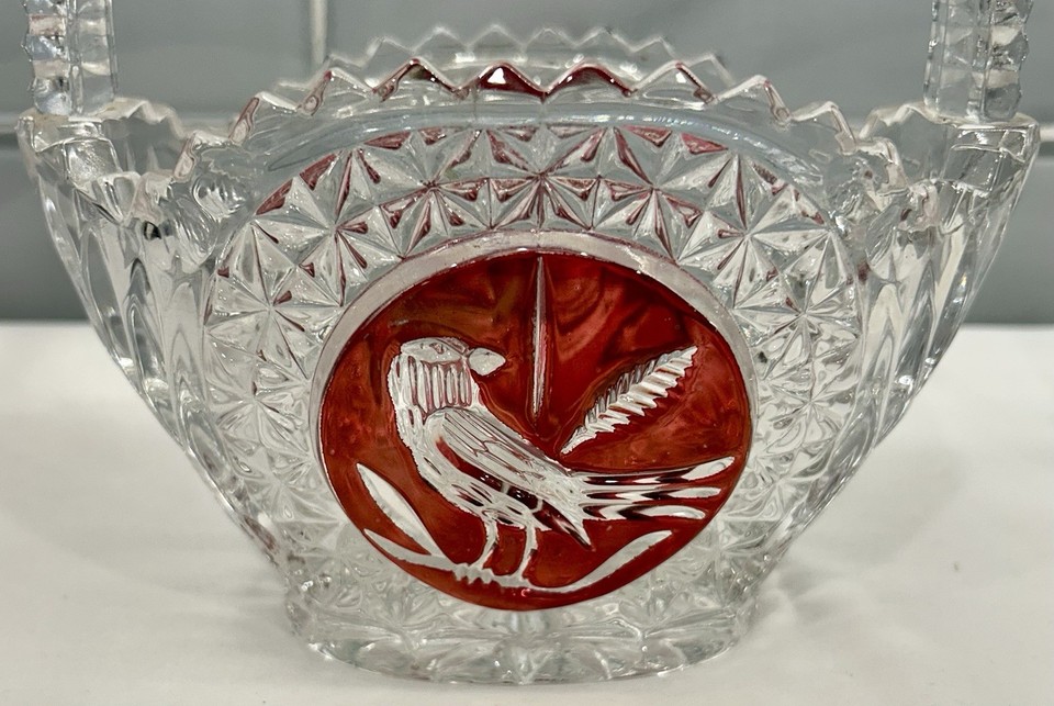 Hofbauer Byrdes Ruby Red Bird Crystal Handled Basket | eBay
