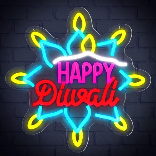 Happy Diwali Neon Sign Diwali Diya Party Decoration Deepawali LED Neon ...