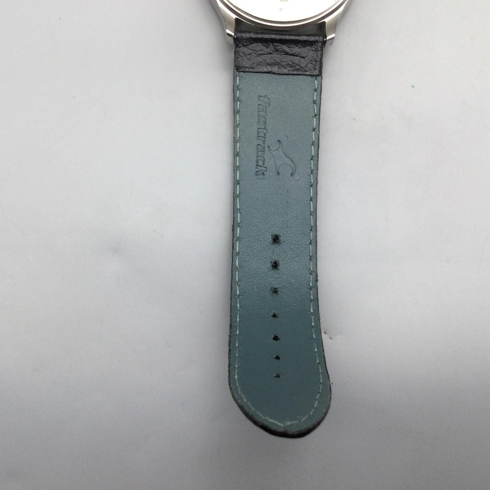 Fastrack 3091SBD Mens Watch 42mm White Dial Black Leather 50M New ...