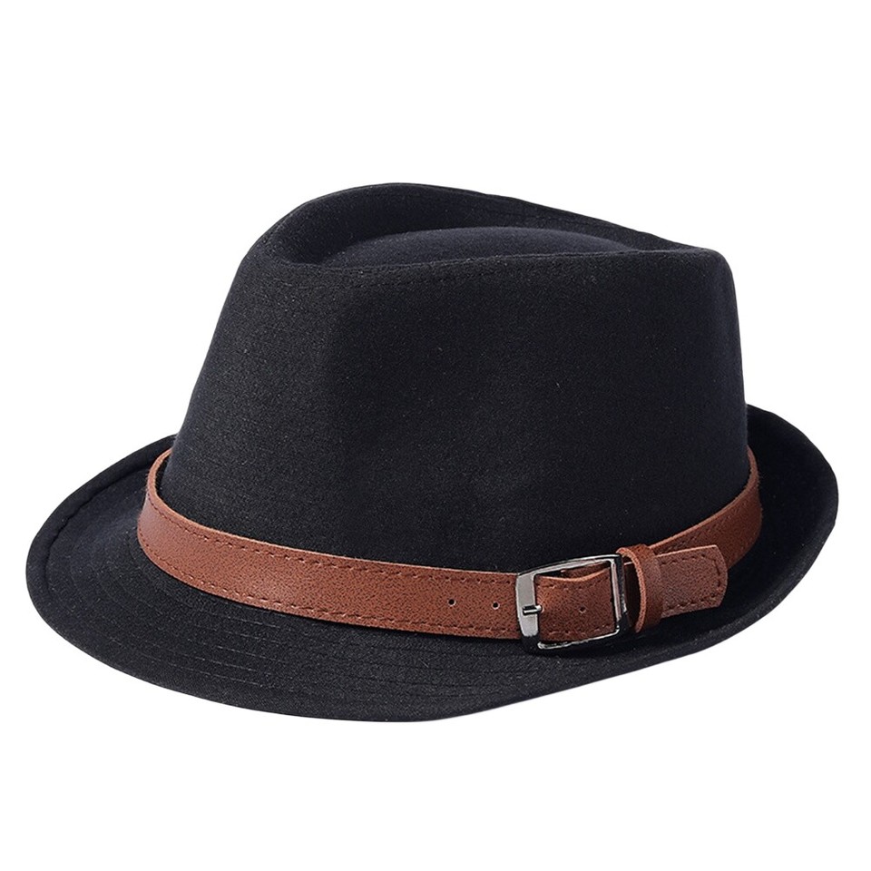 Men Classic Solid Woolen Jazz Fedora Hat Trilby Outdoor Travel Retro ...