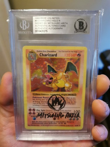 1999 Pokemon Charizard Shadowless holo MITSUHIRO ARITA SIGNATURE ...