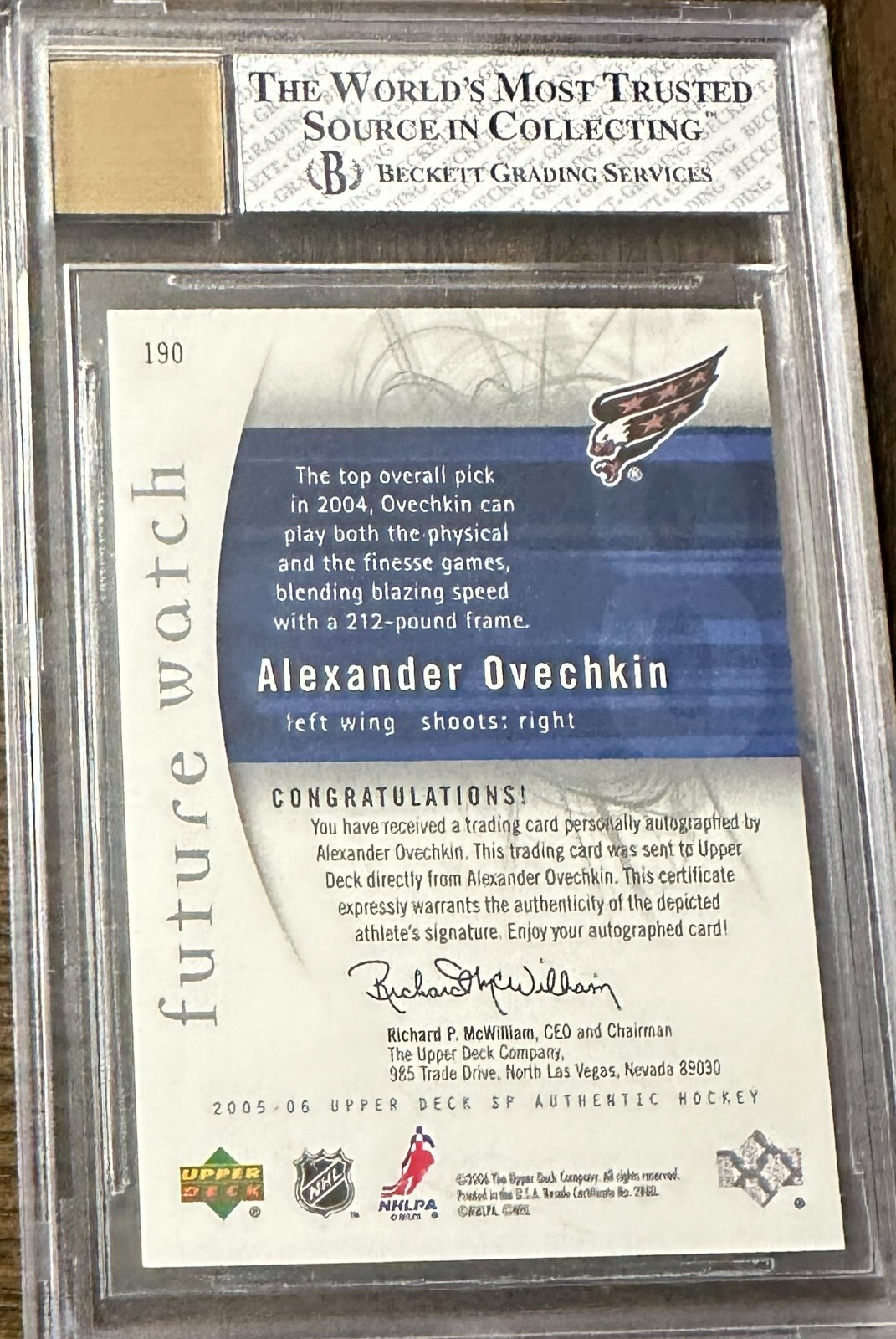 2005-06 SP Authentic - Future Watch #190 Alex Ovechkin /999 (AU, RC ...