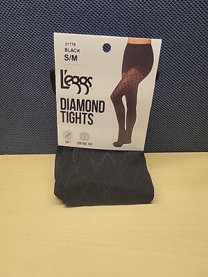 L'eggs Diamond Mesh Tights with Control Top #21779, Size S/M, Black | eBay