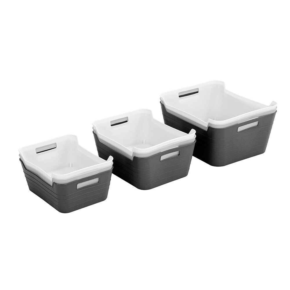 3x Boxsweden 32cm Flexible Storage Basket Container Organiser w/ Handle ...