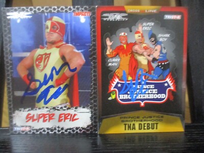 WRESTLING lot of 2 authentic autographed/signed TRISTAR cards...SUPER ...