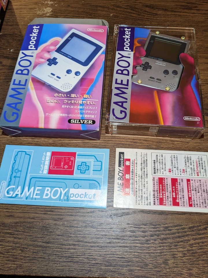 GameBoy Pocket silver Nintendo Game Console & Box japan w/ Yellow ...