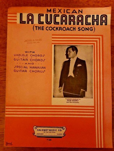 1935 LA CUCARACHA (The Cockroach Song) Vintage Sheet Music by Calumet ...