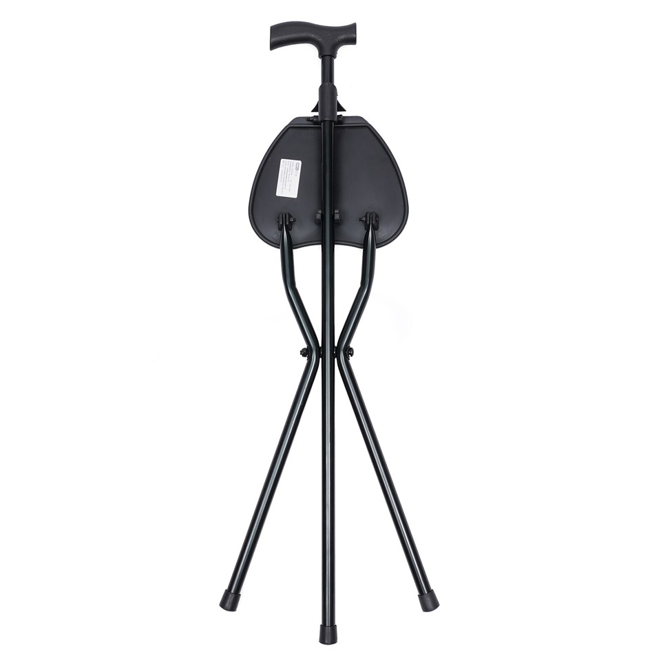 Portable Folding Walking Stick with Seat 3 Legged Travel Hiking Cane ...