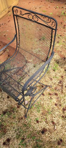 Vintage Black Wrought Iron Garden Patio Chair Unique Design Spring ...