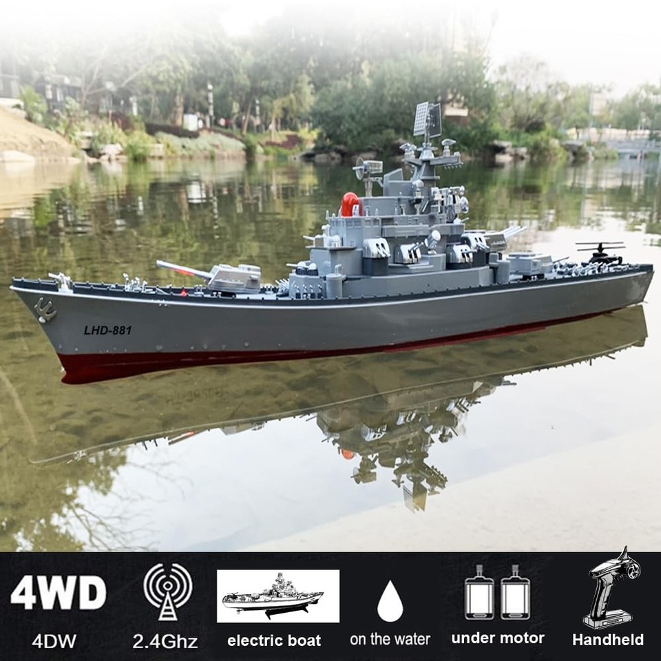 23.6" Inch Remote Controlled Warship Battleship10km/h 4WD 2.4G RC ...