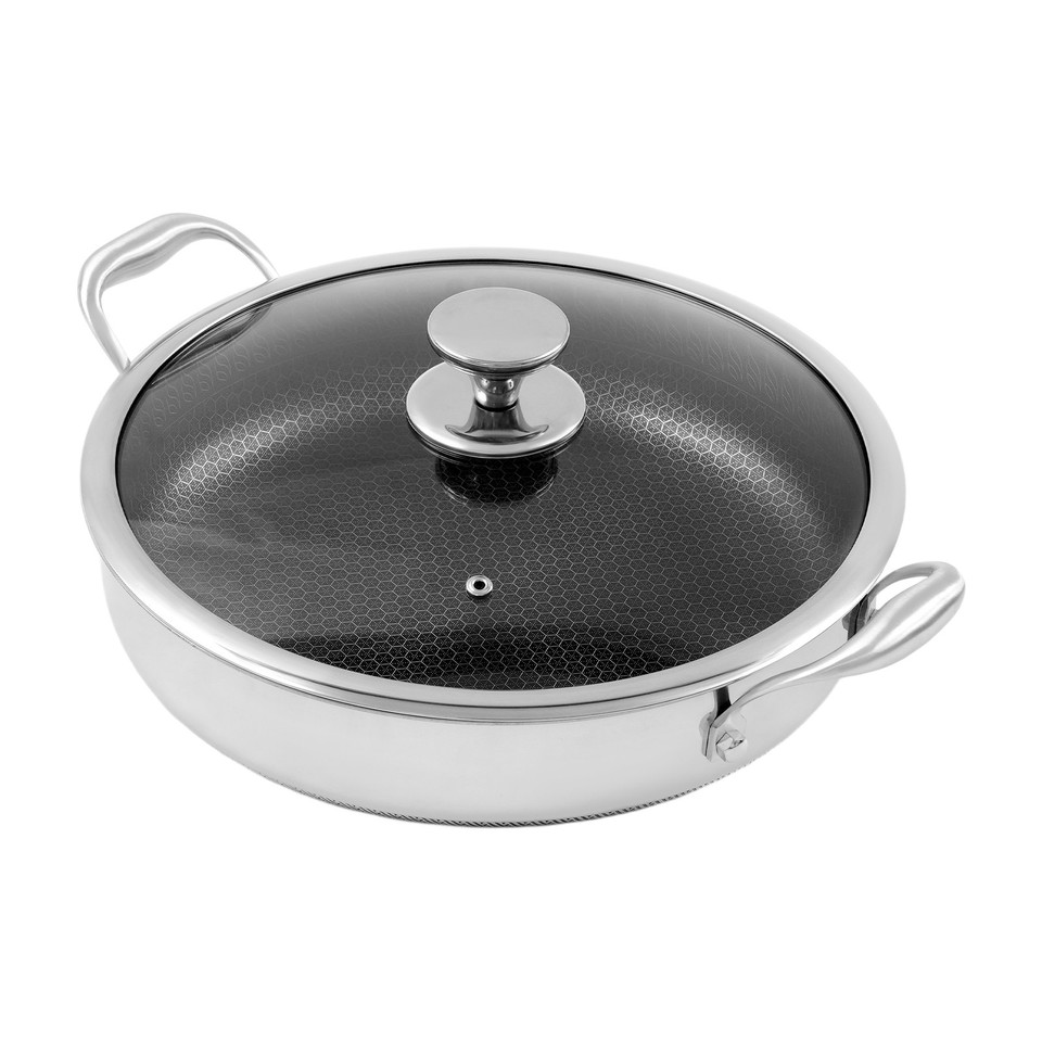 Frying Pan W/ 2 Handles Flat-Bottomed Cooking Pot for Kitchen Home ...