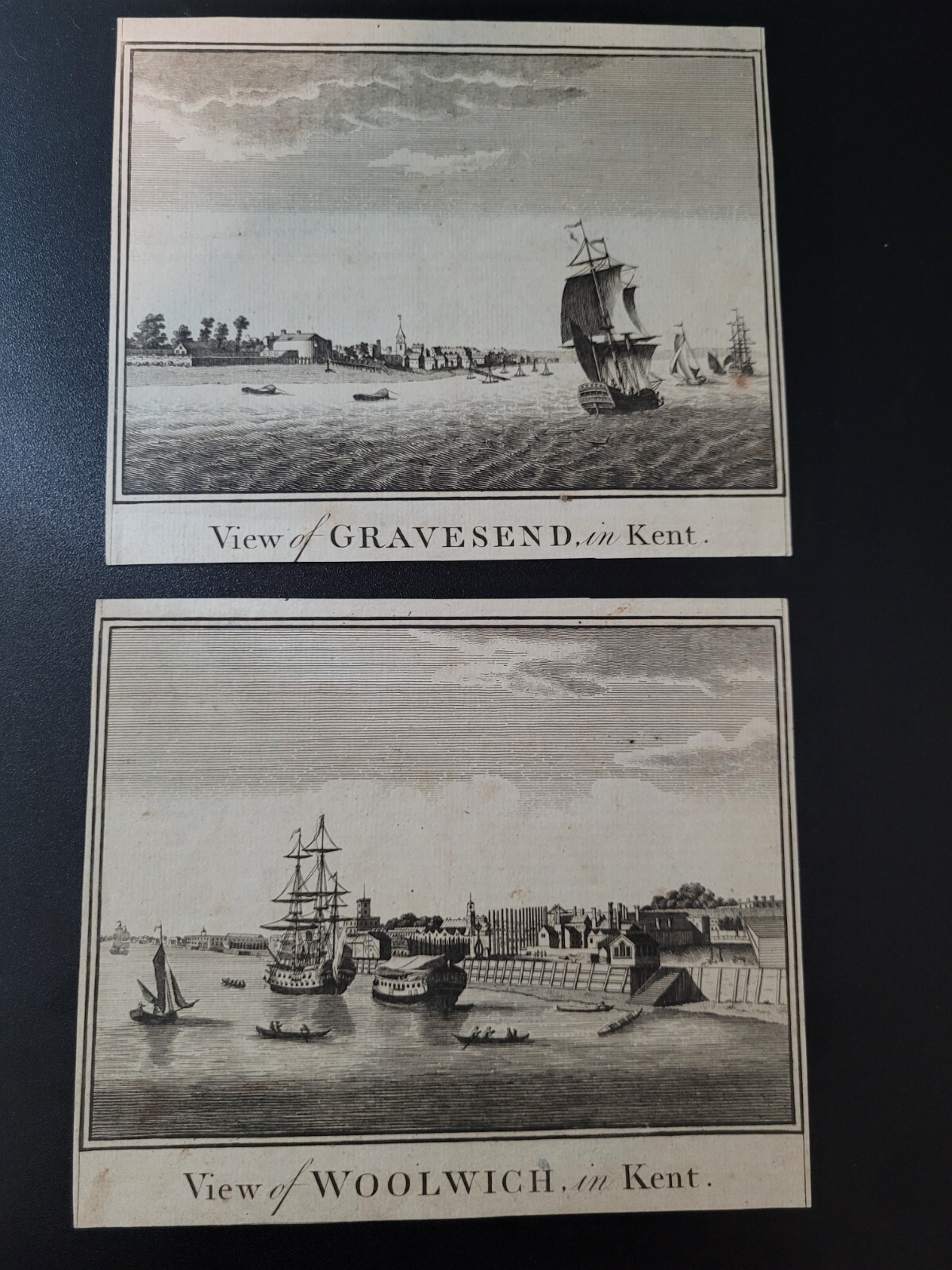 Set 2 of William Thornton "View of Woolwich in Kent" "View of Gravesend ...
