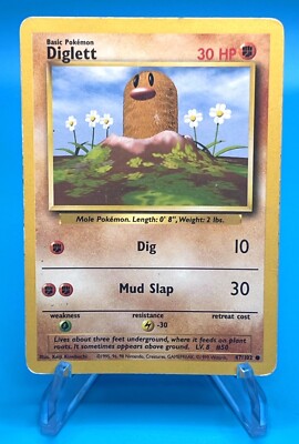 1999 Pokemon Base Set 1st Edition Diglett 47/102 Common THICK STAMP MP ...