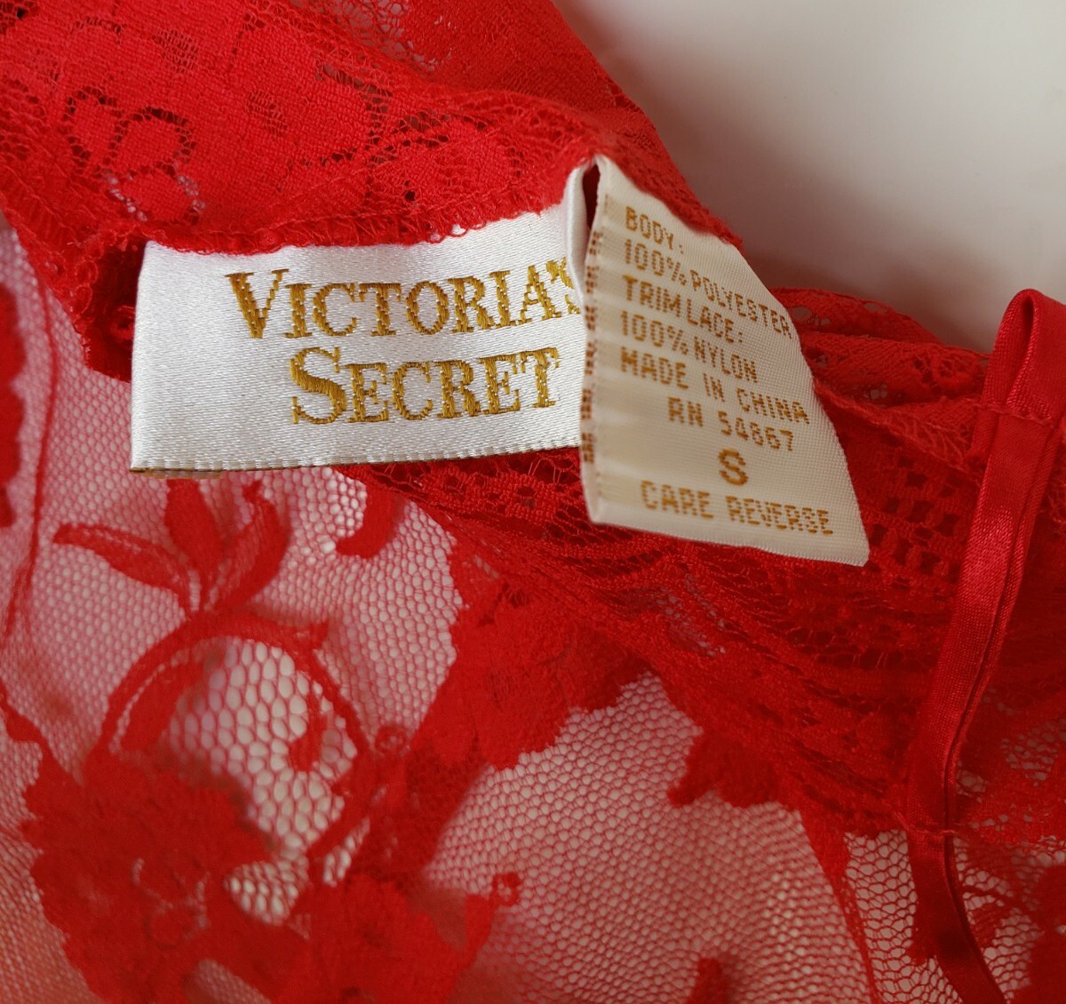 Vintage Victoria’s Secret Gold Label Red Lace Teddy S… - Gem