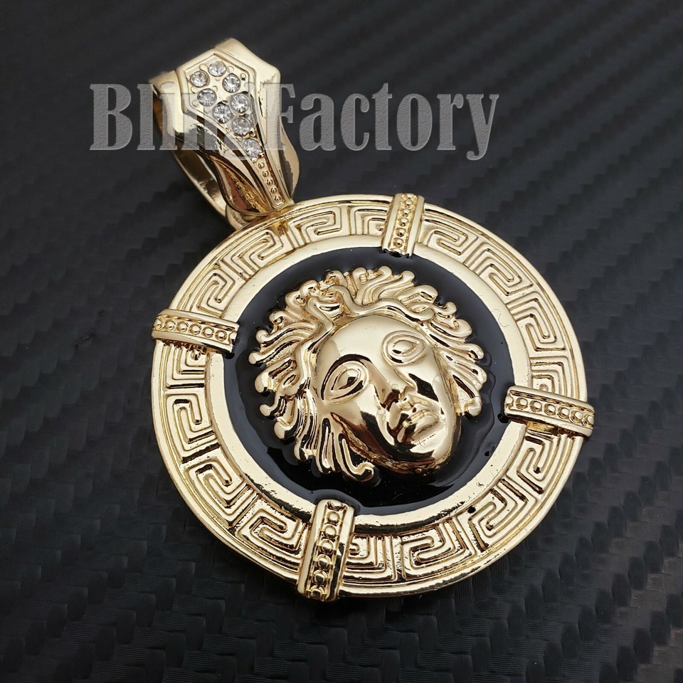 Luxury Hip Hop Rapper Gold Plated Alloy Large Medusa Head Medal Charm ...