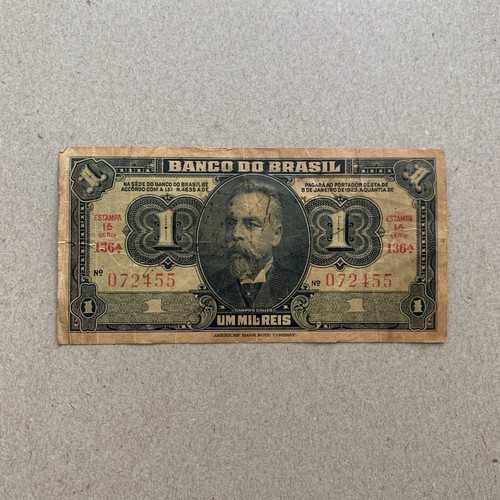 Brazil 1 Reis 1944 ND L1923 Banknote Brazilian Vintage Currency Rare ...