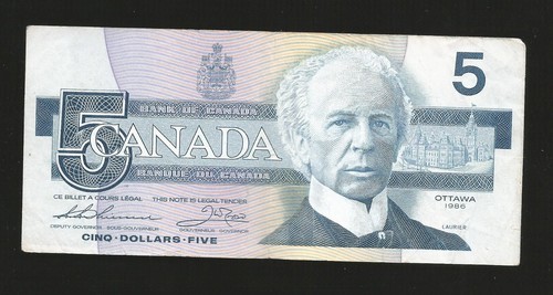 Canada, 5 Dollars, 1986, Banknote, Wilfrid Laurier, Serie-GNR28 | eBay