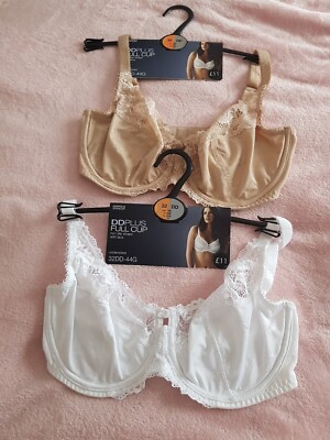 2 M&S Ladies Full Cup Bra Size 32DD White & Beige BNWT | eBay