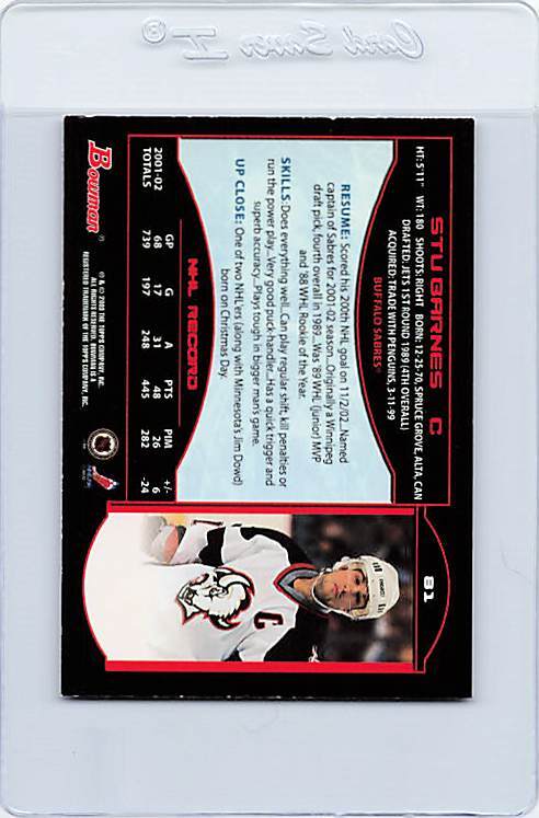 2002/03 Bowman #81 Stu Barnes Sabres Signed Auto *H1130 | eBay