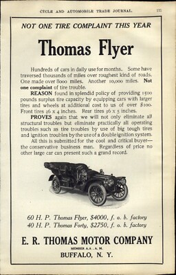 1907 PAPER AD CAR AUTO E R Thomas Motor Flyer Automobile Buffalo NY | eBay