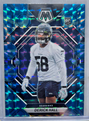 2023 Panini Mosaic Derick Hall RC Rookie Card #310 Reactive Blue Prizm ...