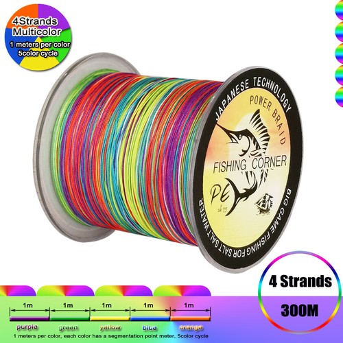 Multicolor Braided Fishing Line 300m X4 Super Strong PE Multifilament ...