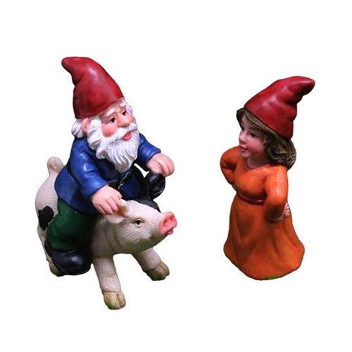 Desktop Riding Pig Dwarf Resin Gnome 2Pcs Statue Art Desktop Decoration ...