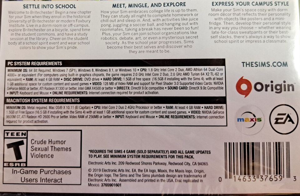 The Sims 4 Discover University Expansion Pack (PC 2019) WIN & MAC ...