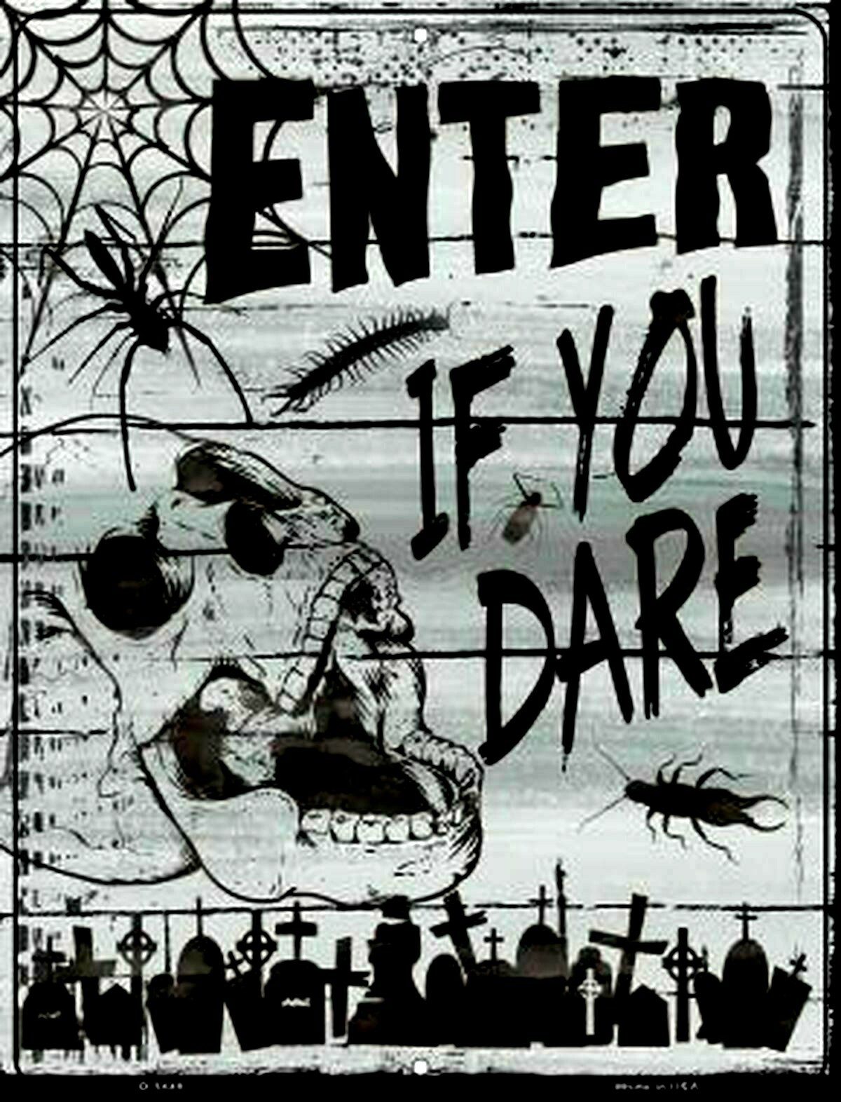 METAL SIGN ENTER IF YOU DARE Halloween party gift fun spooky decoration ...