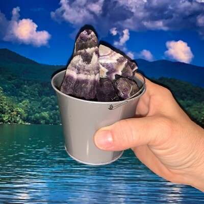 Bucket Full of Banded Amethyst Rough + FREE faceted gemstone - Pick ...