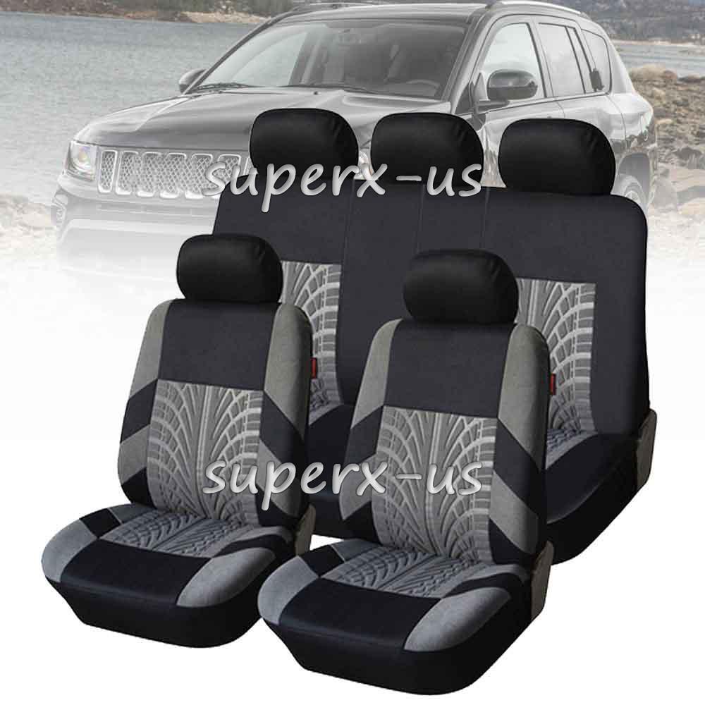 For Jeep Compass 5-Seat Full Set Cloth Seat Covers Front Rear Protector ...