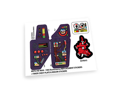 Custom Mattel MOTU He-man Masters of the Universe Bashasaurus stickers ...