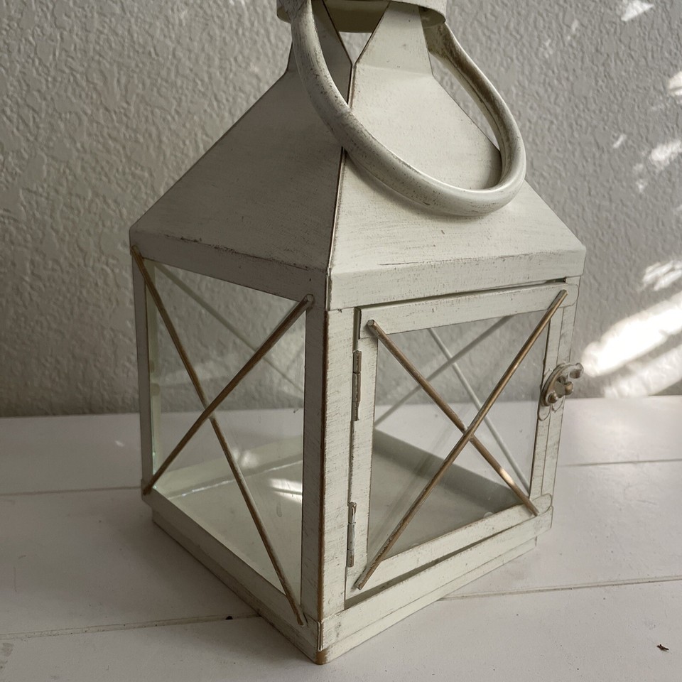 Decorative Cream Glass Paneled Lantern 11x6 | eBay